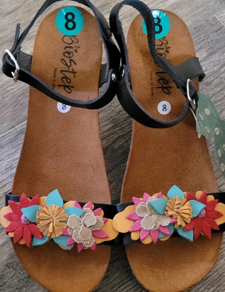 Biostep | Shoes | Biostep Milo Boho 3d Floral Wedge Sandals Leather ...